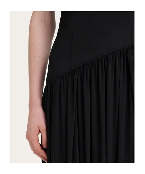 FERRAGAMO Asymmetrical Draped Bustier Dress - Black