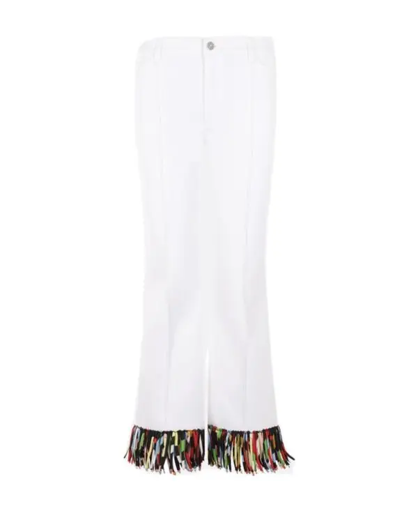 Emilio Pucci Fringed Cropped Trousers - White