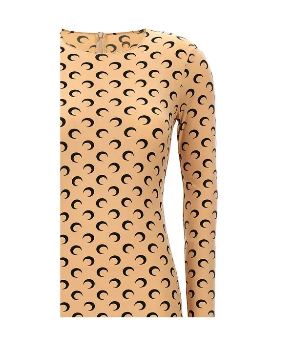 MARINE SERRE Logo Monogram Crewneck Jumpsuit - Beige