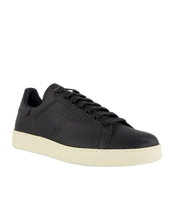 TOM FORD Perforated Leather Lace-up Sneakers - Black