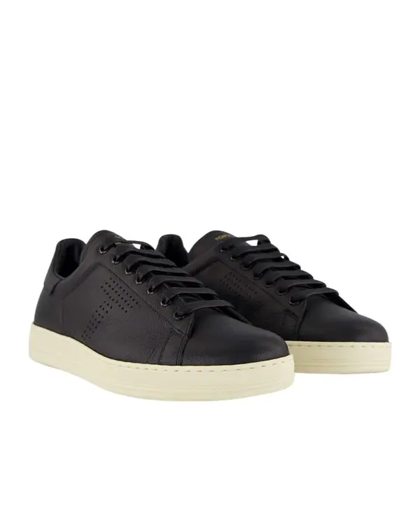 TOM FORD Perforated Leather Lace-up Sneakers - Black