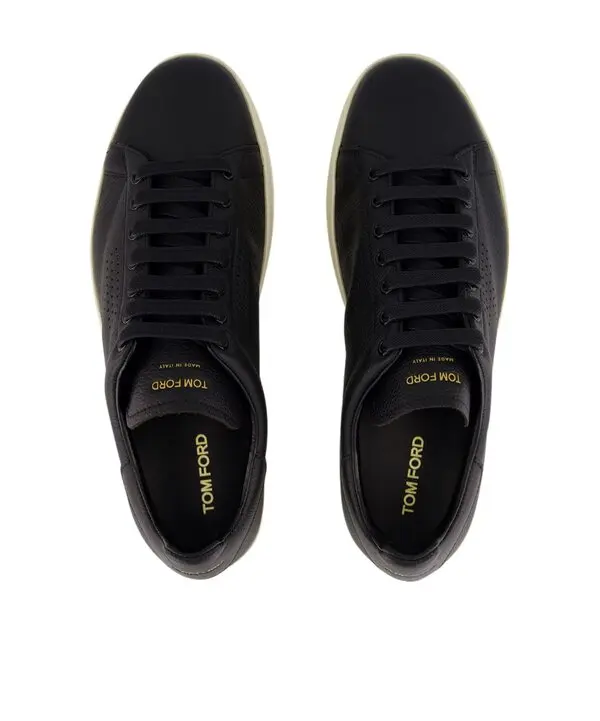TOM FORD Perforated Leather Lace-up Sneakers - Black