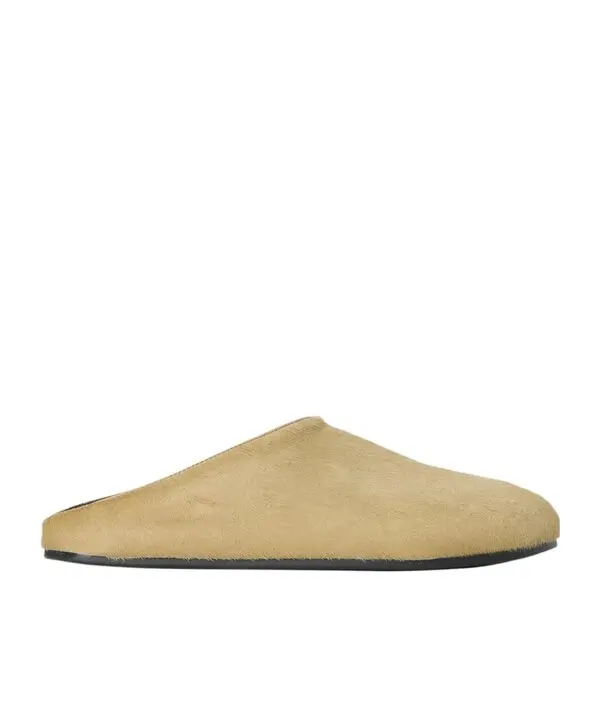 THE ROW Hudson Leather Slippers - Nude