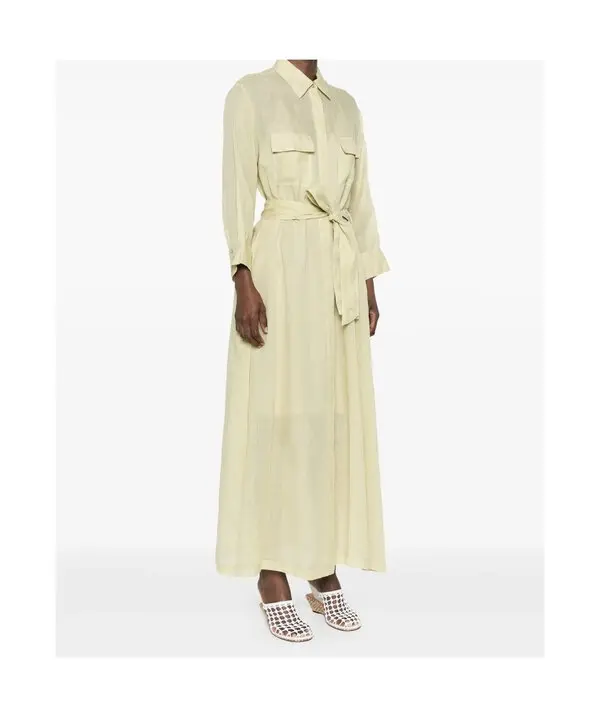 FORTE_FORTE Maxi Shirt Dress With Tie Waist - Nude