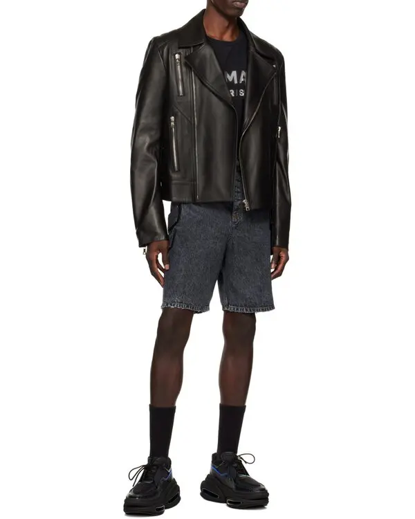 Balmain Distressed Logo Denim Shorts