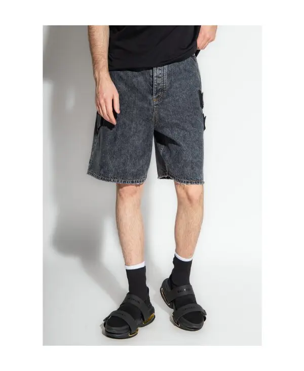 Balmain Distressed Logo Denim Shorts
