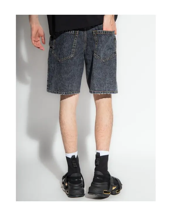 Balmain Distressed Logo Denim Shorts