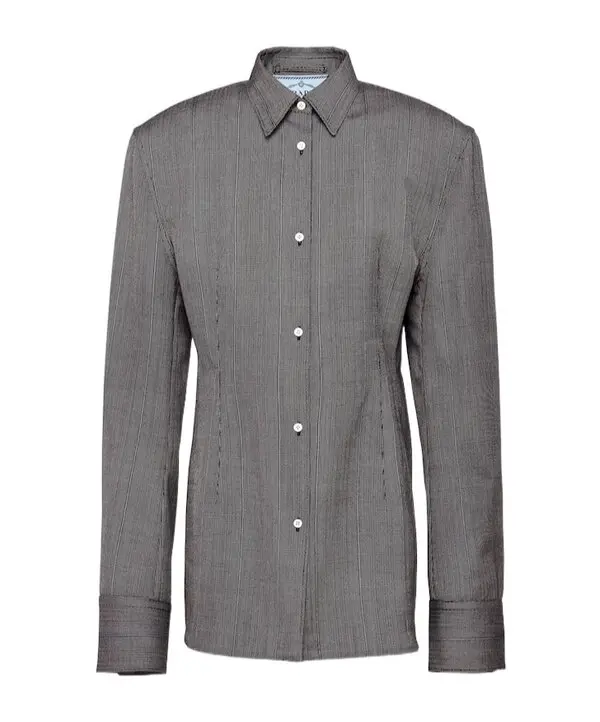 Prada Single-breasted Pinstripe Wool Jacket