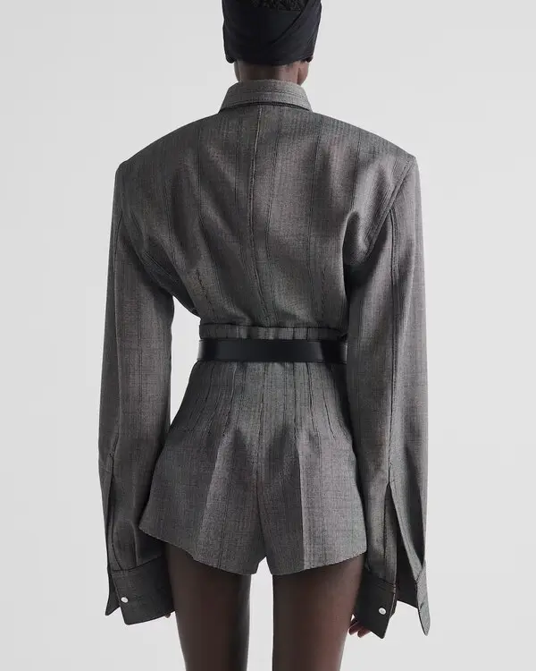 Prada Single-breasted Pinstripe Wool Jacket