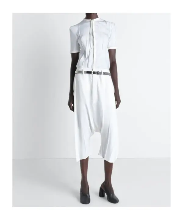 LEMAIRE Pleated Crinkled Viscose Twill Bermuda Shorts - Chalk