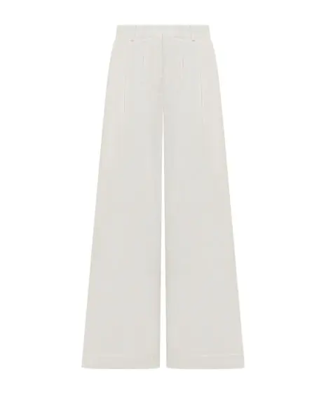 Palm Angels Wide Leg Pleated Trousers - White