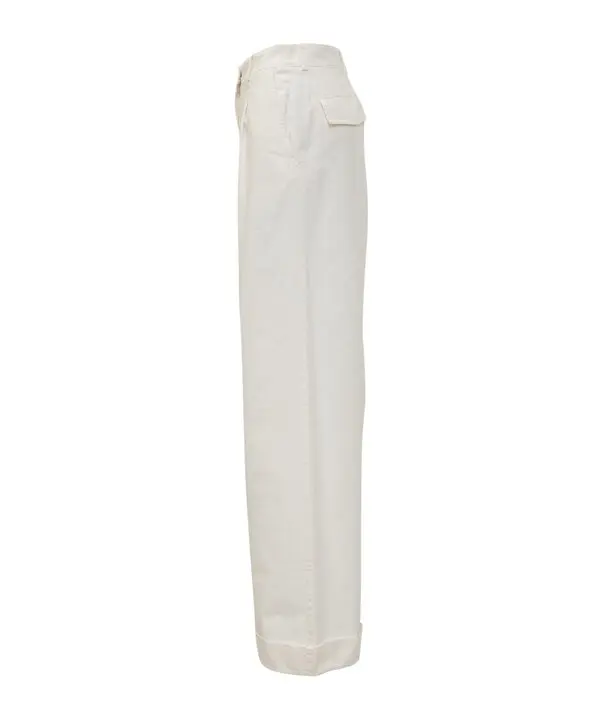 Palm Angels Wide Leg Pleated Trousers - White
