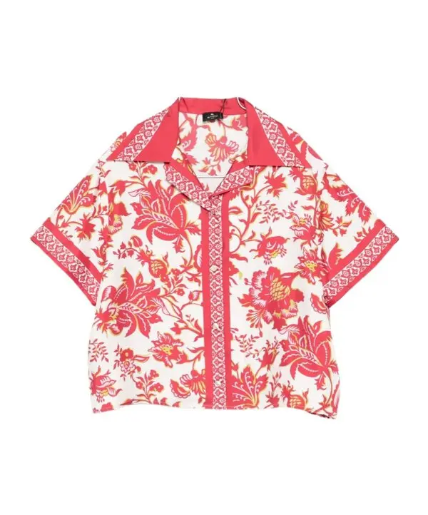Etro Floral Print Short Sleeve Shirt - Red