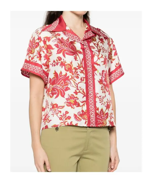 Etro Floral Print Short Sleeve Shirt - Red