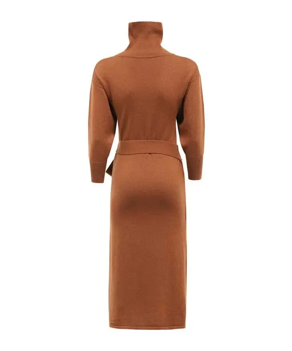 YVES SALOMON Belted High-neck Dress