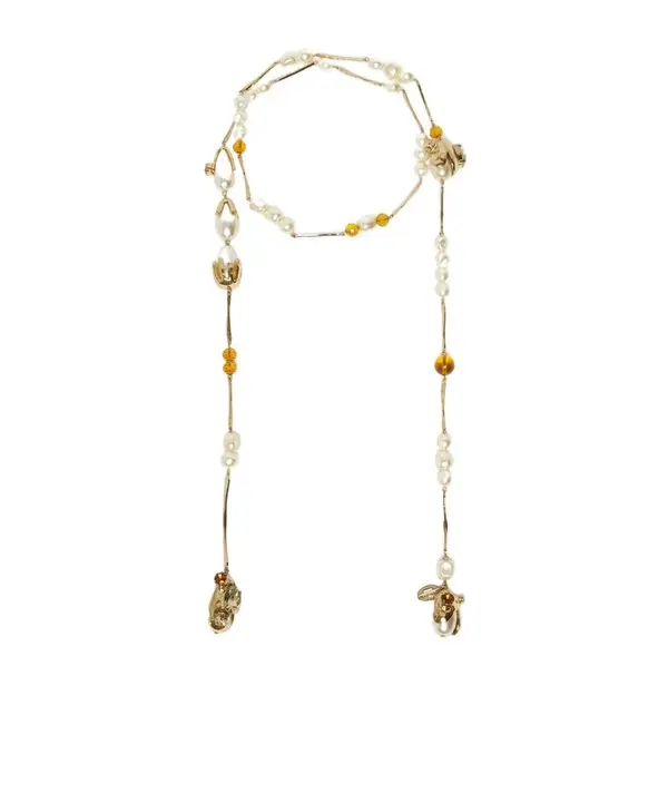 Max Mara Lariat Necklace With Irregular Elements - Golden