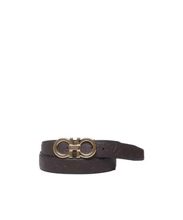FERRAGAMO Gancini Logo Belt - Black