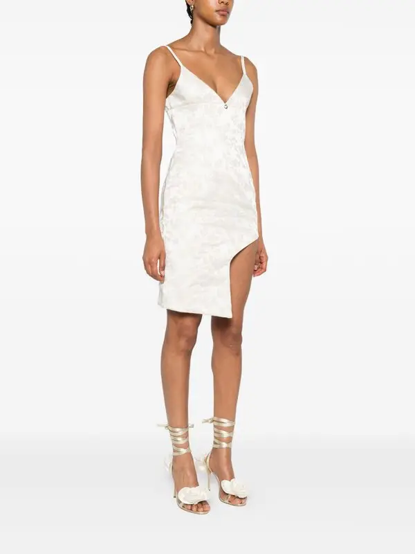 Coperni Asymmetric Floral-jacquard Mini Dress