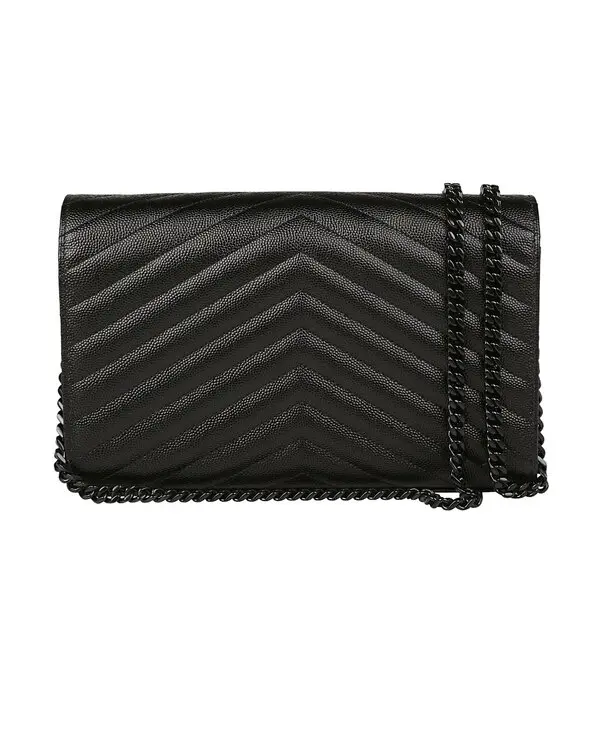 Saint Laurent Monogram Logo Plaque Shoulder Bag - Black