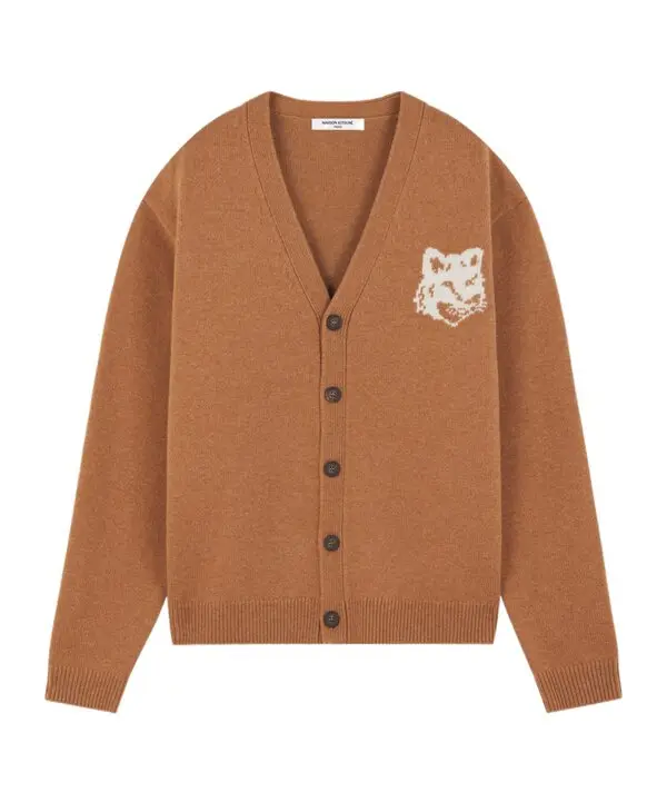 Maison Kitsuné Fox Head Intarsia Knit Cardigan - Sequoia