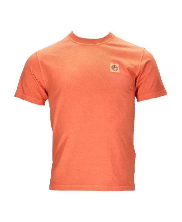 Stone Island Logo Patch Crewneck T-shirt - Orange