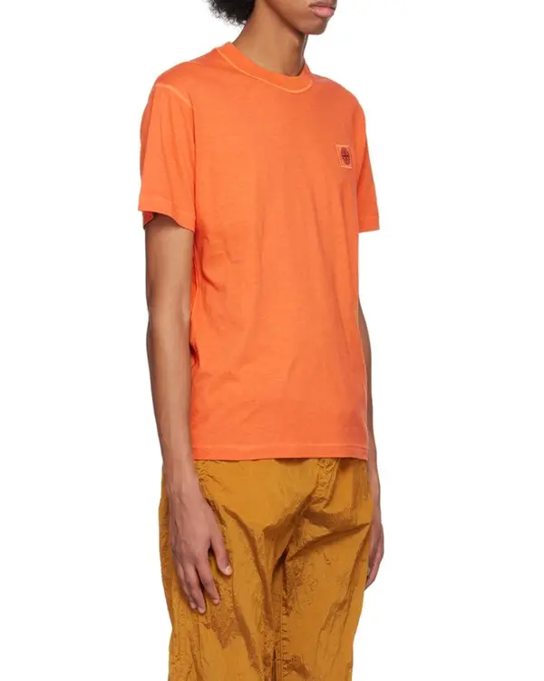 Stone Island Logo Patch Crewneck T-shirt - Orange