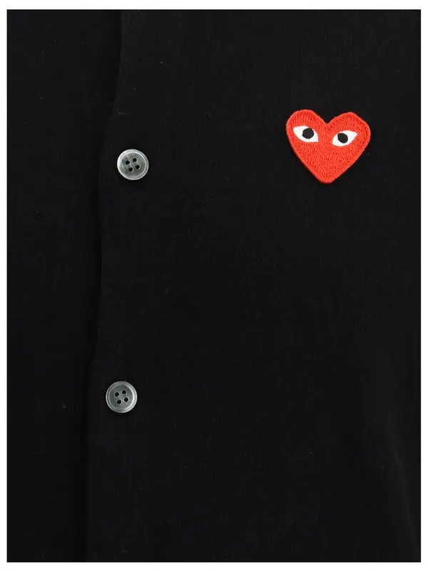 Play Comme Des Garcon Cardigan With Heart Logo - Black