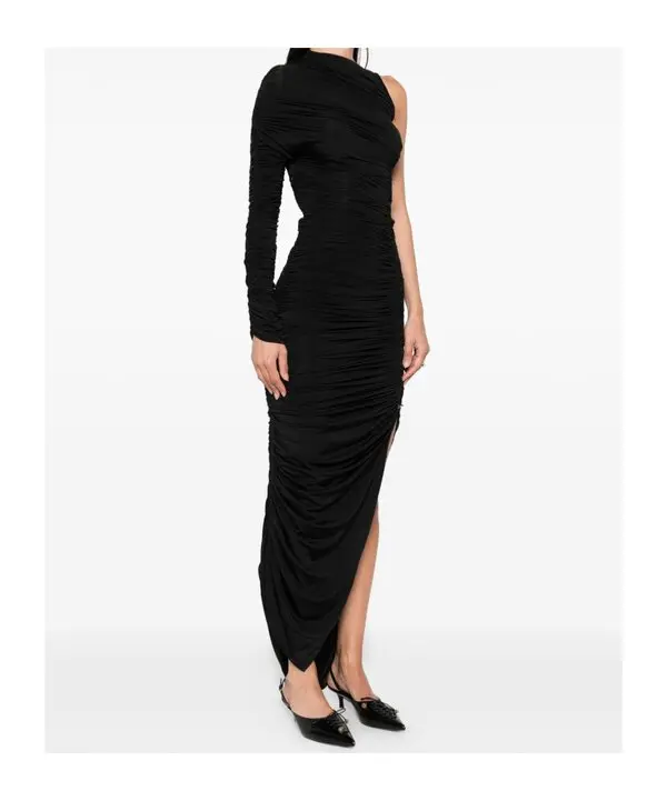 MUGLER One-sleeve Gathered Maxi Dress
