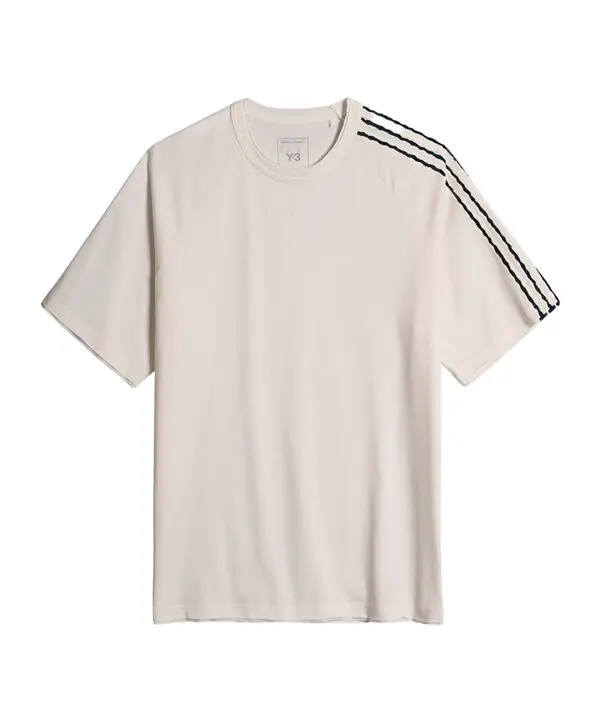 Y3 Raw Edge 3 Stripes Short Sleeved T-shirt - White
