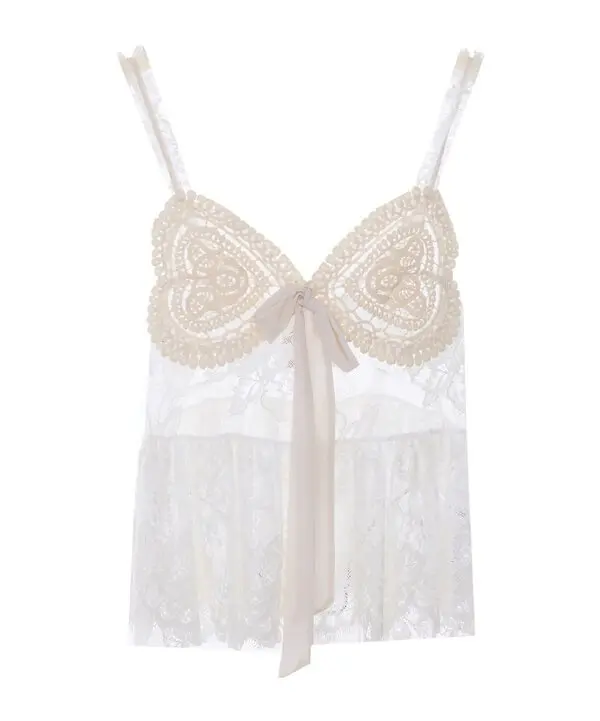 ANIYE BY Noa Lace Bow Detail Top - White