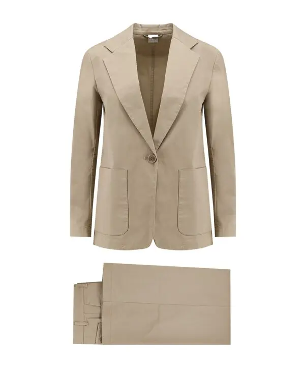 Aspesi Single-breasted Suit With Wide-leg Trousers
