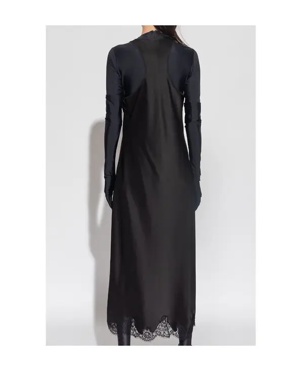 Balenciaga Lace Trimmed Sleeveless Dress