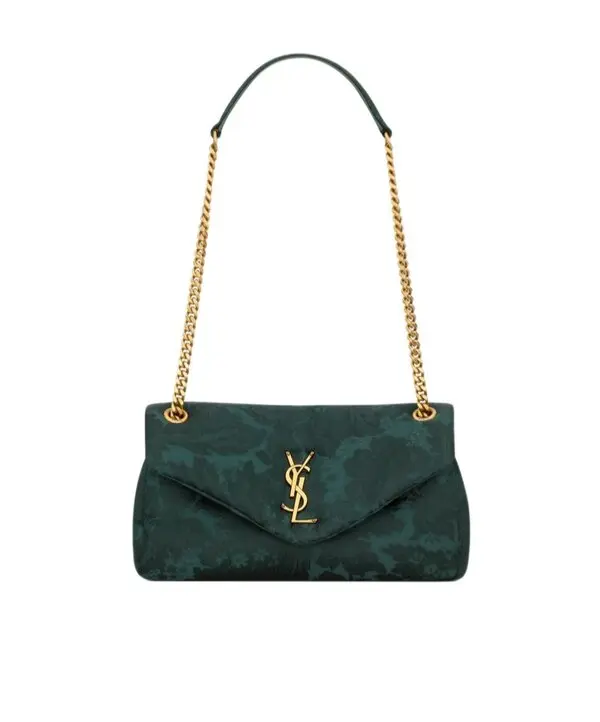 Saint Laurent Calypso Jacquard Small Shoulder Bag - Emerald