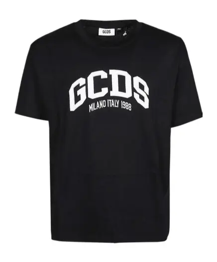 Gcds Logo Contrast Crewneck T-shirt - Black