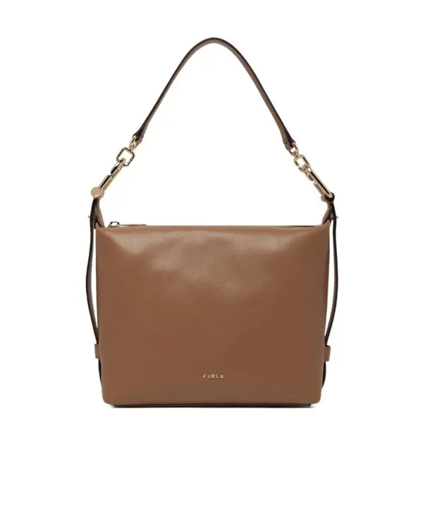 Furla Tonie Zip-up Small Shoulder Bag With Logo Detail - Brown