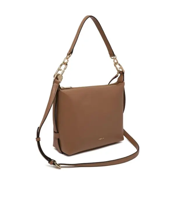 Furla Tonie Zip-up Small Shoulder Bag With Logo Detail - Brown
