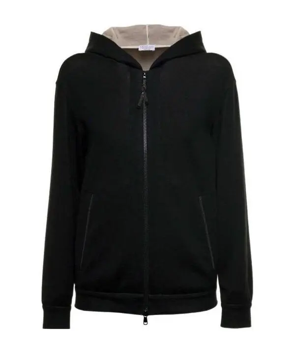 Brunello Cucinelli Zip-up Hooded Sweatshirt - Black