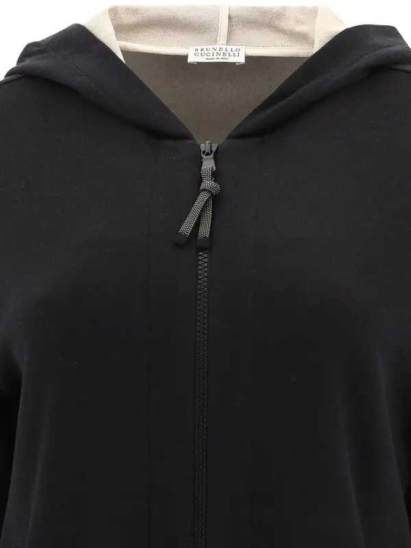 Brunello Cucinelli Zip-up Hooded Sweatshirt - Black
