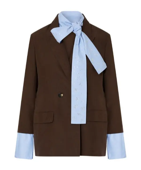 Liu Jo Embellished Scarf Detail Double-breasted Blazer