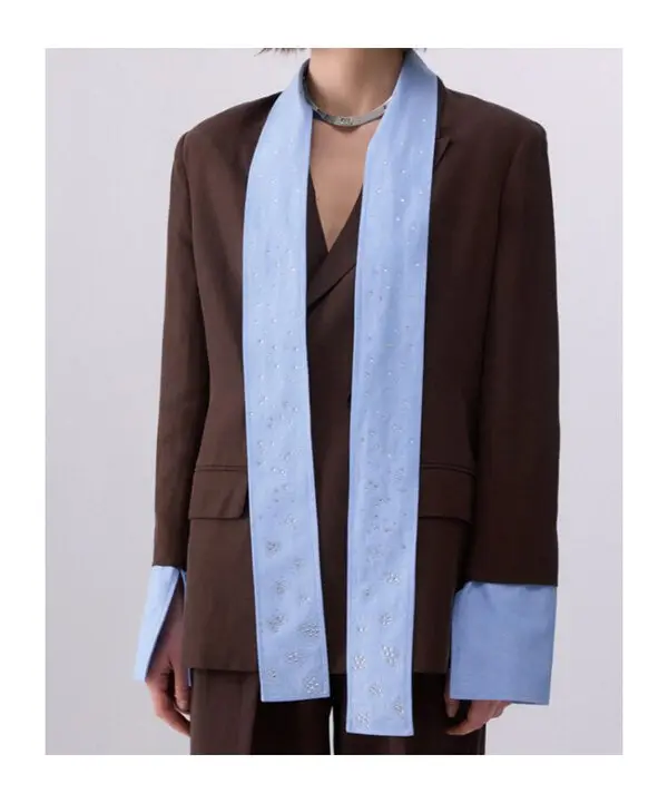 Liu Jo Embellished Scarf Detail Double-breasted Blazer