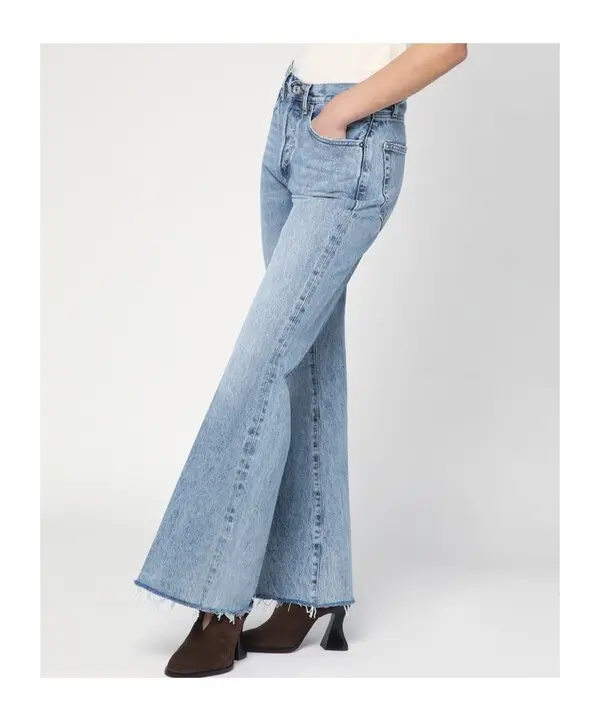 FRAME Wide-leg Jeans With Washed Effect - Blue