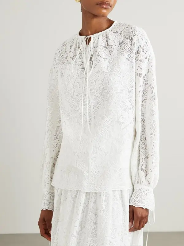 Erdem Floral-embroidered Cotton Lace Blouse