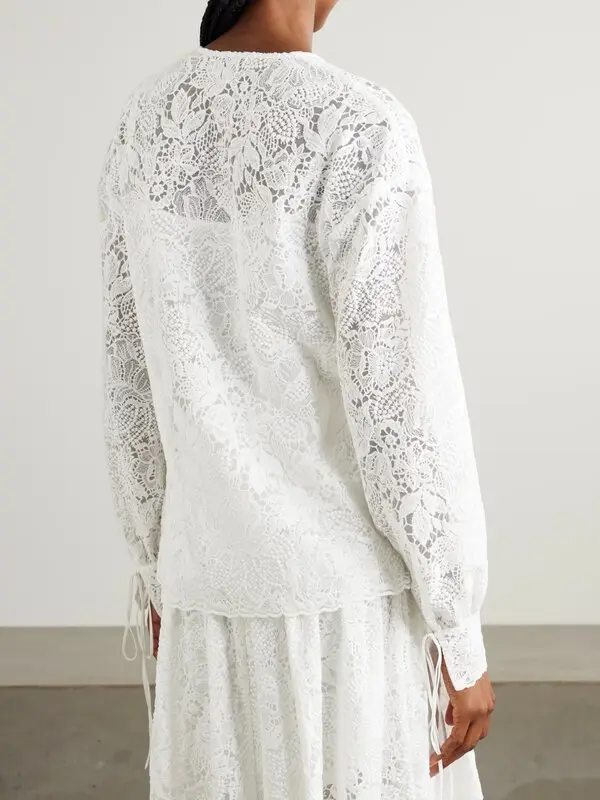 Erdem Floral-embroidered Cotton Lace Blouse
