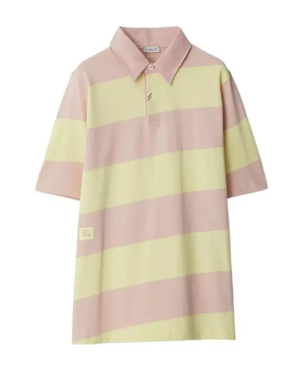 Burberry Striped Short Sleeve Polo Shirt - Nude
