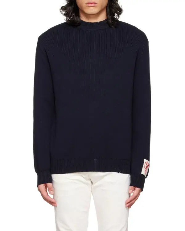 GOLDEN GOOSE Logo Patch Knitted Jumper - Black