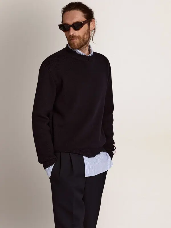 GOLDEN GOOSE Logo Patch Knitted Jumper - Black