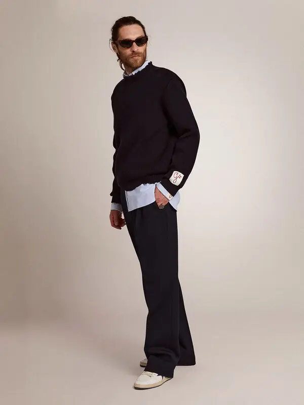 GOLDEN GOOSE Logo Patch Knitted Jumper - Black