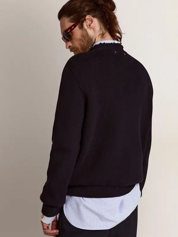 GOLDEN GOOSE Logo Patch Knitted Jumper - Black
