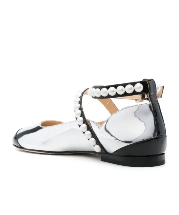 MACHMACH Mach & Mach Round Toe Ballet Flats With Pearl Embellishments