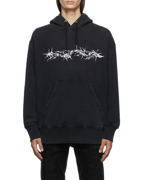 Givenchy Barbed Wire Printed Hoodie - Black
